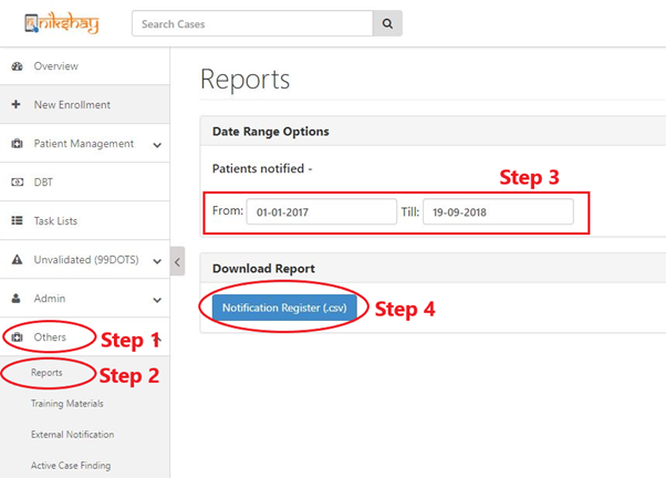 How to generate Notification register? – Ni-kshay Knowledge Base